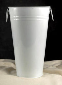 11" White Flower Market Bucket with Handles - Quick Candles